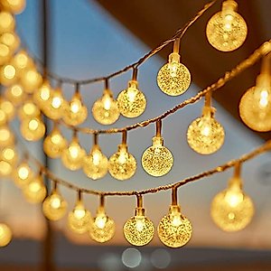 Battery Operated Globe String Lights,Water Proof 33 FT 80 LED Crystal Ball String Lights 8 Modes With Remote Control ,Indoor Outdoor LED Fairy Lights for Home, Christmas, Party Patio, Warm White