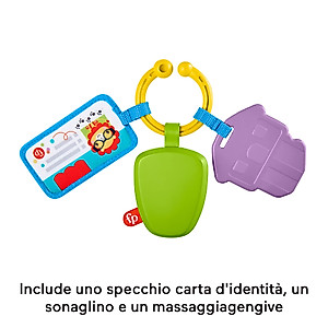 Fisher-Price Hit The Road Activity Keys, take-Along Baby Rattle and Teething Toy with Mirror