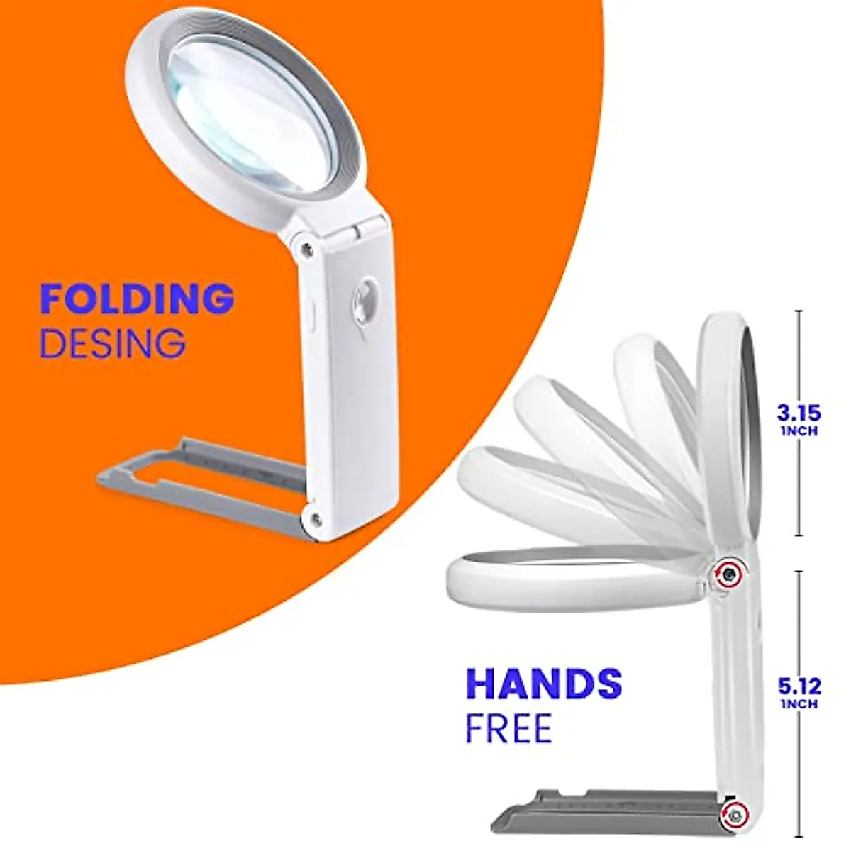 AIXPI 30X 10X Magnifying Glass with Light and Stand, Large Lighted Magnifying Glass 18 LED Illuminated Handheld Magnifier Folding for Reading, Close Work, Coins, Jewelry, Macular Degeneration