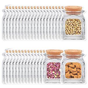 100 pcs Reusable Mason Jar Bags,Large Food Storage Ziplock Bags,5.5" X 7.8" Cute Plastic Zipper Leakproof Bags for Freezer Kitchen Camping Picnic Organizer