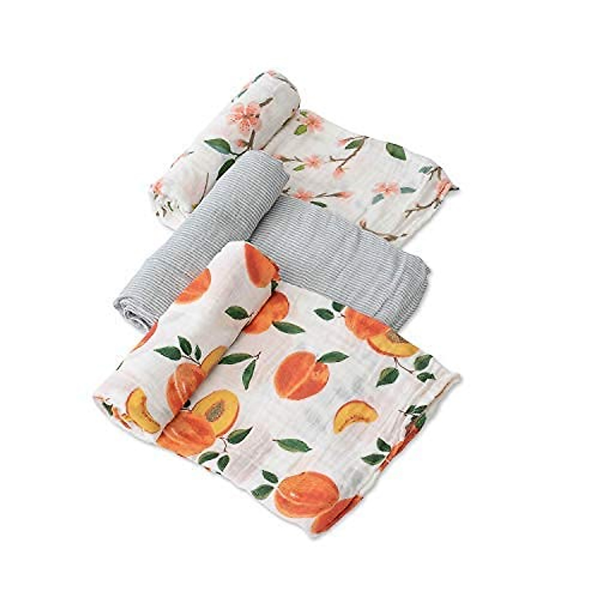 Red Rover Kids Cotton Muslin Swaddle - 47” x 47”- 100% Cotton – Machine Washable – Softer with Every Wash – Playful Designs - Soft, Breathable & Lightweight – Unisex - 3 Pack (Peachy)