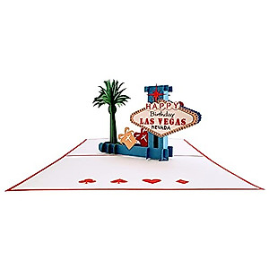 iGifts And Cards Unique Happy Birthday Red Cover Las Vegas 3D Pop Up Greeting Card - Fun, Congratulations, Celebration, Feliz Cumpleaños, Best Friend, Cute, Sin City, Famous, Unique