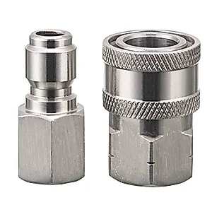 RIDGE WASHER Pressure Washer Adapter Set, 3/8 Inch Quick Connect Kit, Stainless Steel Female NPT Fitting, 5000 PSI, 2-Pack