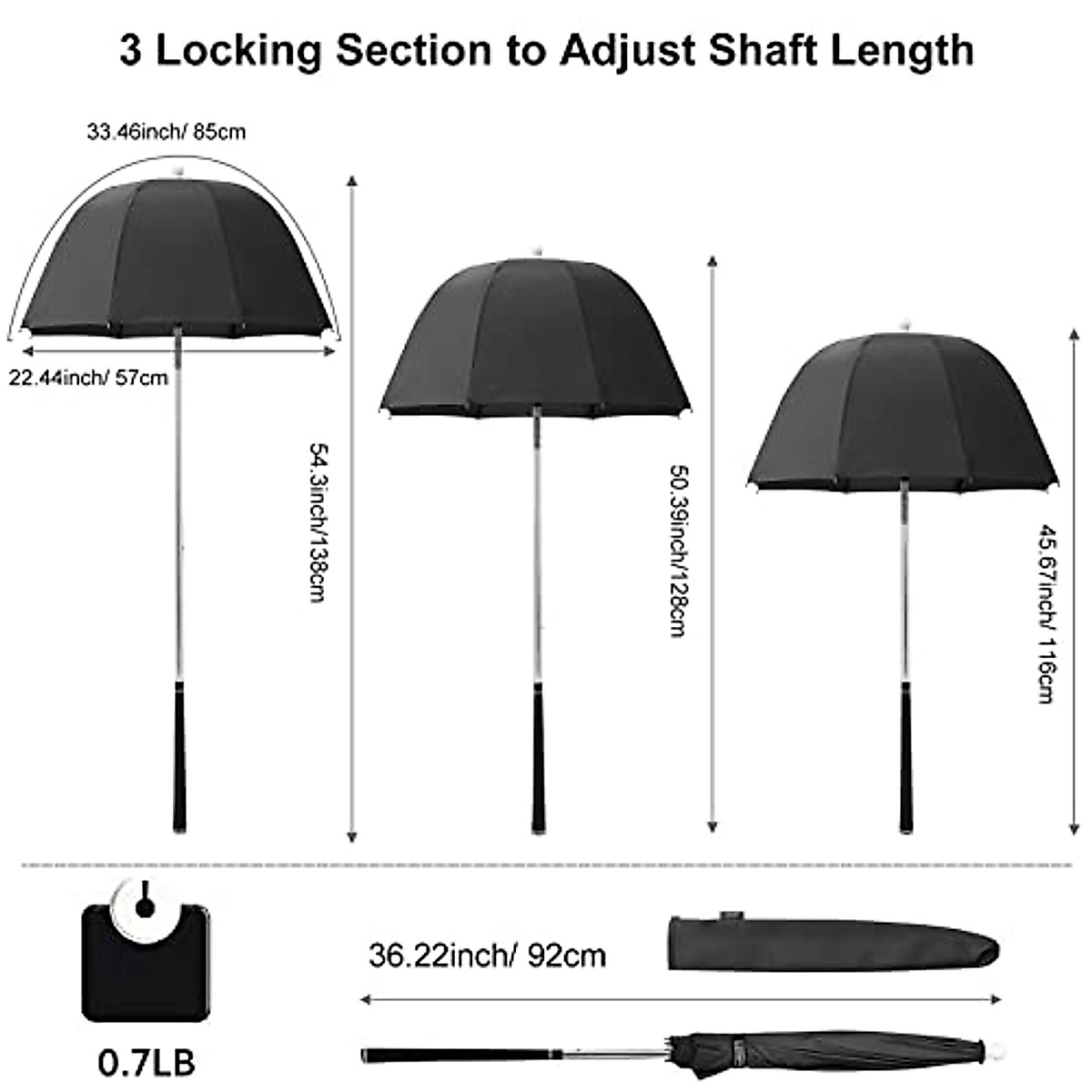 G4Free Golf Bag Umbrella for Club Protection Flex Umbrella (Black)
