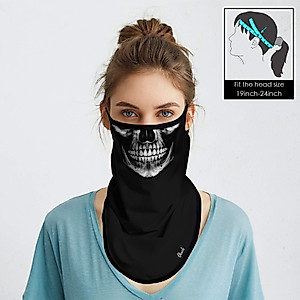 Obacle Bandana Face Mask with Ear Loops Neck Gaiter Face Mask Scarf Face Cover for Men Women (Skull Neat Teeth Black Face)
