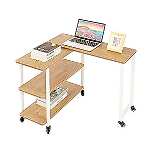 Coral Flower Accent 360° Free Rotating Sofa Side Snack Table for Home Office, Light Oak