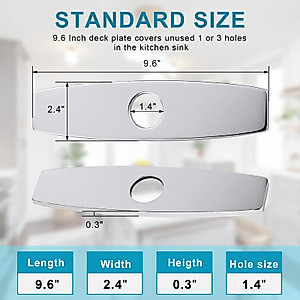 ARCORA 9.6 Inch Faucet Plate, Kitchen or Bathroom Faucet Deck Plate for 1 or 3 Hole, Stainless Steel Sink Hole Cover Escutcheon, Chrome