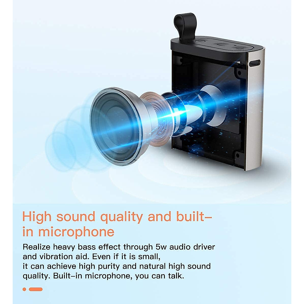 LEZII BT107 Mini Portable Bluetooth Speaker, Small Speaker with 5W Loud Sound, Bluetooth 5.0 Wireless Dual Pairing, Built-in Mic, Perfect Mini Speaker for Sports, Hiking, Camping, Room, Bike, Car