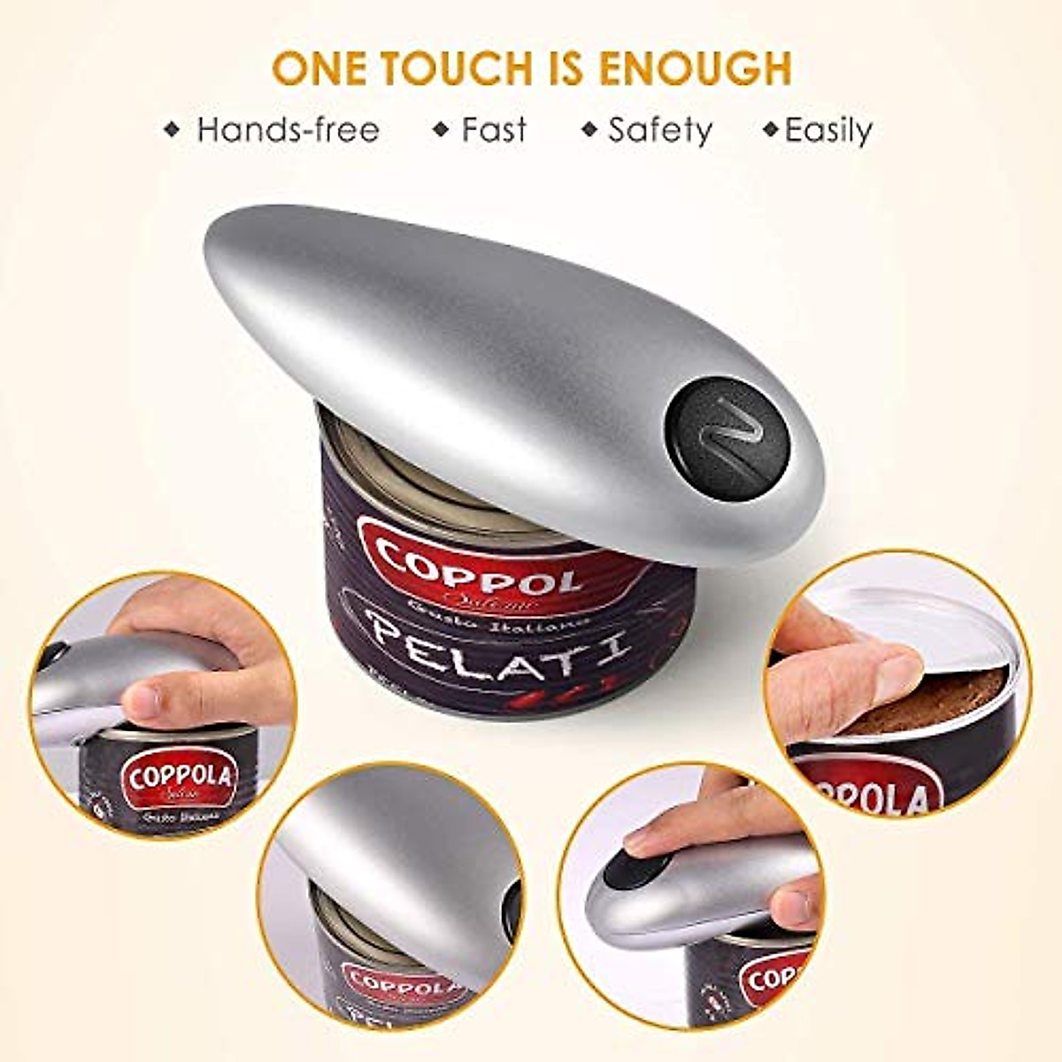 AUBNICO Electric Can Opener, Restaurant Can Opener, Full - Automatic Hands Free Can Opener, Chef's Best Choice, Silver
