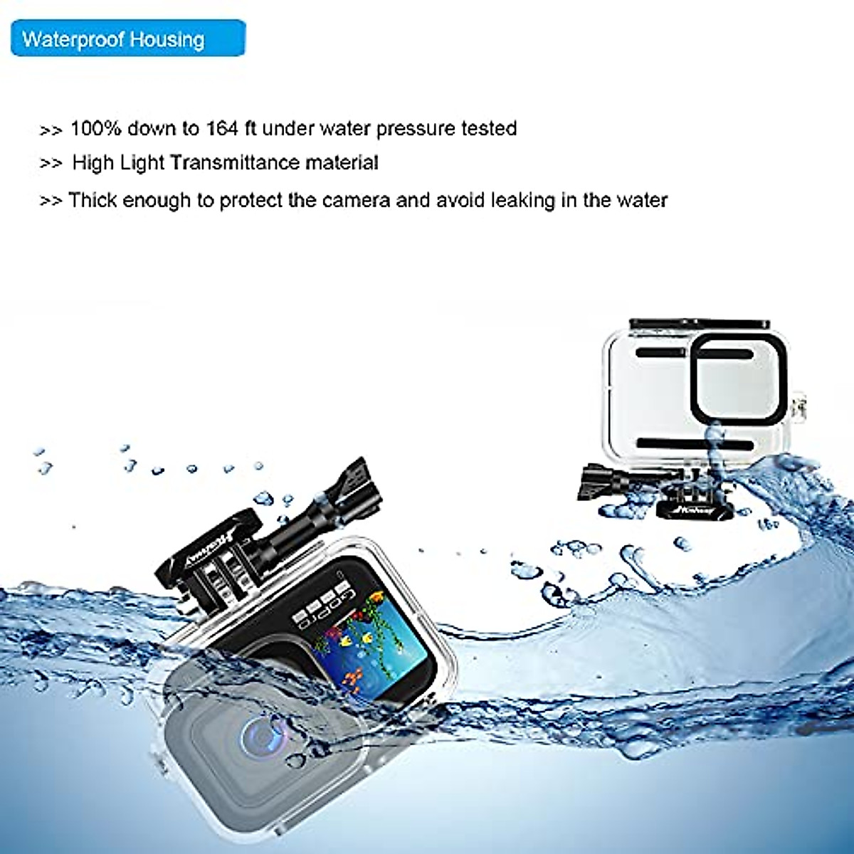 Husiway Accessories Kit for Gopro Hero 11 10 9 Black Waterproof Housing Silicone Case Glass Screen Protector Bundle for Go pro Gopro11 Gopro10 Gopro9 Hero10 Hero11 Hero9 Action Camera 62E