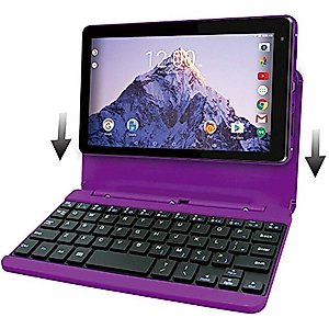 RCA Voyager Pro Tablet w/Keyboard Case 7" Multi-Touch Display, Android Go Edition (8.1) Purple