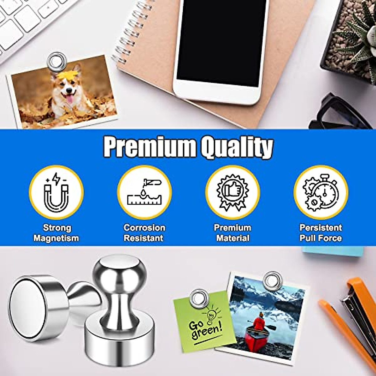 FINDMAG 16 Pack Magnets for Whiteboard, Fridge Magnets, Small Magnets, Refrigerator Magnets, Neodymium Magnets for School, Home, Garage, Crafts