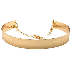 Fashion 21 Women's Shiny Polished Adjustable Metal Mirror Waist Belt Gold, Rose Gold, Silver Tone (1.6", Gold)