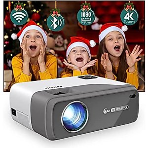 Portable Native 1080P Projector with WiFi Bluetooth,Smart Mini Full HD Home Outdoor Projectors with Netflix Youtobe,Home Theater Video Projector with HDMI USB for Movie Games Laptop Phone Fire Stick