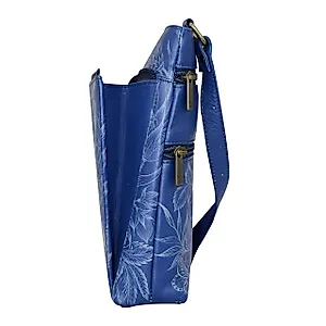 Anuschka Women's Original Hand-Painted Leather Crossbody with Front Zip Organizer & RFID Card Protection, Garden of Delights
