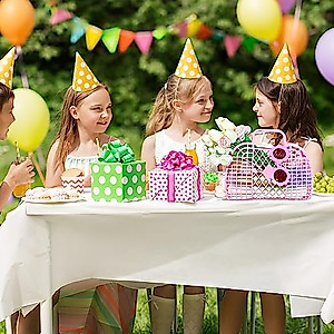 iSpralo Jelly Bag - Girls Jelly Purse Jelly Tote Girls Beach Bag with Flower Sunglasses, Retro Jelly Basket for Easter, Halloween, Bridal (Pink)