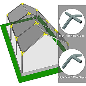 INS Import Canopy Fittings Kit 1 3/8" High Peak Frame Carport Connectors, Full Set for 6, 8, 10 Legs, Choose Size (8 Legs)