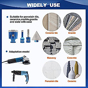 Diamond Core Drill Bit Set for Porcelain Tile Ceramic Marble Granite Drilling,BRSCHNITT 9pcs Vacuum Brazed Diamond Hole Saw with 5/8-11 Thread （1/4" 3/8" 4/5" 1-3/8" 2" 2-1/2"）