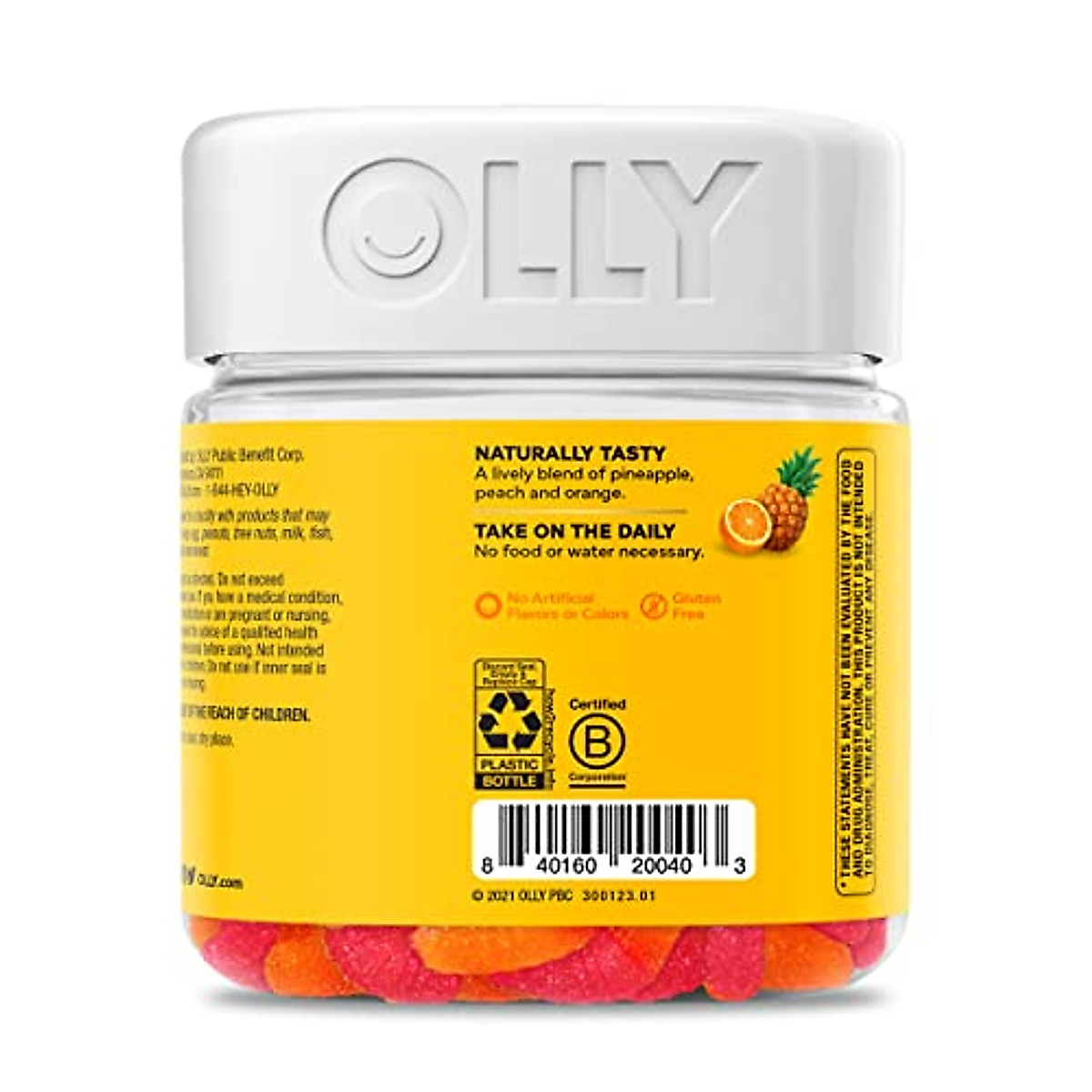 OLLY Hello Happy Gummy Worms, Mood Balance Support, Vitamin D, Saffron, Adult Chewable Supplement, Tropical Zing - 60 Count