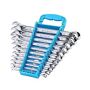 DURATECH Combination Wrench Set, Metric, 11-Piece, 8, 10, 11, 12, 13, 14, 15, 16, 17, 18, 19mm, 12-Point, CR-V Steel, Organized in Wrench Holder