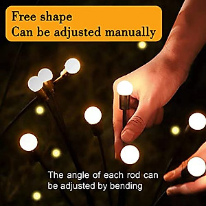 10 LED Firefly Garden Lights Solar Powered, Starburst Swaying Lights Outdoor, Auto Switch, 600 mAh Ni-Mh Battery Solar Charging, IP65 Waterproof Landscape Lights for Yard Pathway - Warm Color, 4 Pack