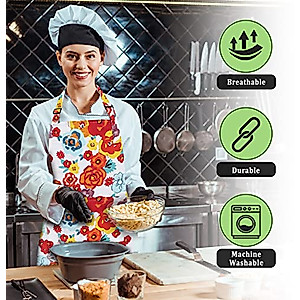 RUVANTI Cotton Enrich Cute Aprons for Women with Pockets Adjustable upto XXL, Cooking, Kitchen, Server, Chef Apron