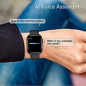 BRIBEJAT BT3 Smart Watch for Men Women Compatible with Samsung iPhone Android Phones (Dial/Answer Calls) 1.7'' 2.5D Screen, Voice Assistant, SpO2/Heart Rate/Sleep Monitor, IP68 Waterproof, Black