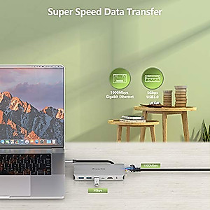 WAVLINK USB C Hub, 10-in-1 Type C Adapter Mini Docking Station with 4K 30Hz HDMI,2K 60Hz VGA,RJ45 Ethernet,2 USB 3.0,USB 2.0,SD/TF Card Reader,3.5mm Audio Jack,87W PD for Windows Mac and More