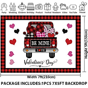 7x5ft Happy Valentine's Day Backdrop Red Love Heart Trunk Photo Background for Valentines Party Portraits Be Mine Decor Wedding Bridal Shower Banner Photoshoot Supplies