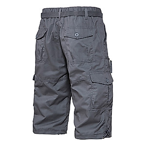 High Waisted Running Shorts Mens Elastic Waist Shorts Casual Linen Multi Pockets Cargo Short Waistband Camouflage Work Utility Tooling Shorts Gym Shorts with Zipper Pockets Men Dark Gray 2X