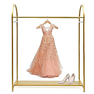 kunghei 60" Double Rod Clothes Rack Shelves, Boutiques Retail Display Gold Clothing Rack Floor Standing Garment Rack Wedding Dress Rack Heavy Duty