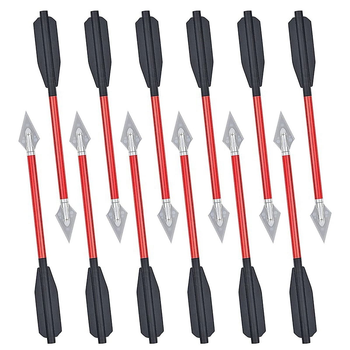 Elkrich Mini Archery Crossbow Bolts 6.25 Inch Aluminium Crossbow Bolts with Sharp Arrow Tip Mini Archery Arrows Dart for Shooting Target Practice Small Hunting Game (Red)
