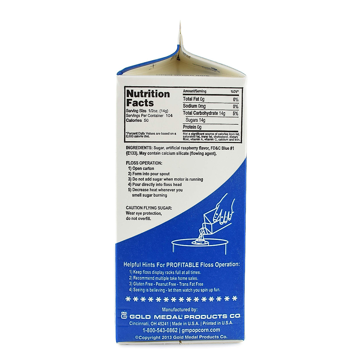 Gold Medal Cotton Candy Flossugar, Blue Raspberry and Cherry, 52 oz - 1/2 Gallon, 2 Pack