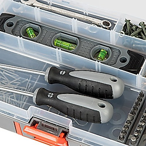 IRIS USA Medium Utility Parts Organizer, 2-Pack, Hardware Tools Crafts Sewing Supplies and Embellishments Carrying Case with Adjustable and Removable Dividers, Gray