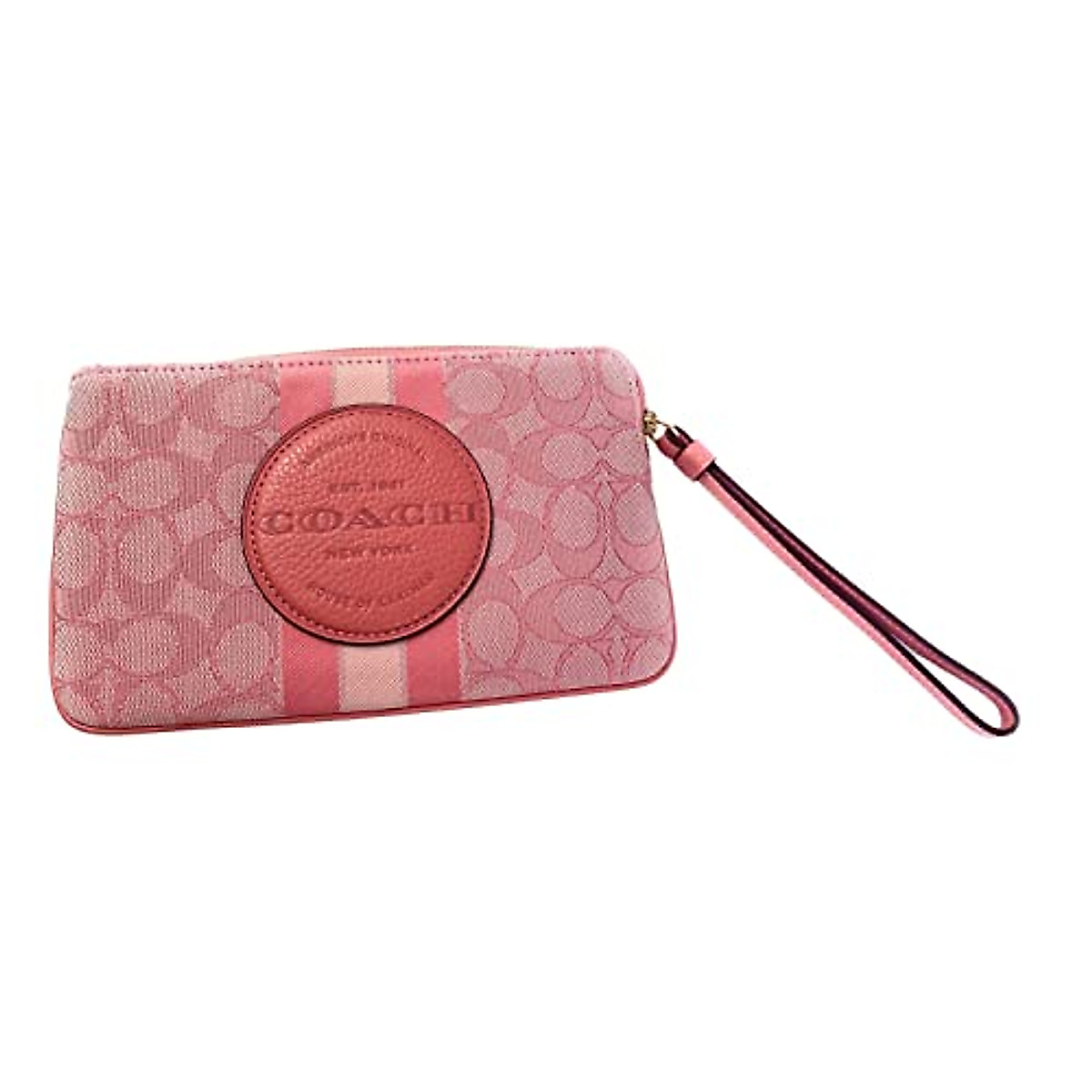 COACH Dempsey Large Corner Zip Wristlet In Signature Jacquard With Stripe Patch (IM/Taffy)