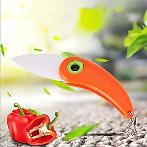 TOPINCN Ceramic Paring Knife Mini Kitchen Fruits Vegetable Ceramic Folding Handle Pocket Knife Camping Knives Cutting Tools 4 Colors (Red)