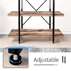 45MinST 5-Tier Vintage Industrial Style Bookcase/Metal and Wood Bookshelf Furniture for Collection,Vintage Brown, 3/4/5 Tier (5-Tier)
