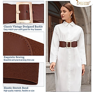 JASGOOD Women Dress Waist Belt Stretchy Elastic Vintage Belts for Dress with Metal Buckle