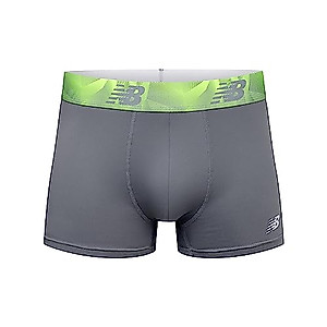 New Balance Men's 3" Boxer Brief No Fly, with Pouch, 3-Pack,Hi Lite/Steel/Vintage Indigo, Small (29"-31")