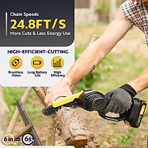 NaTiddy Mini Chainsaw Cordless 6 Inch, Small Chainsaw with 2 Rechargeable Battery Powered Electric Chainsaw 21V, Handheld Chain Saw for Tree Trimming Branch Wood Cutting (2 Batteries & 2 Chains)