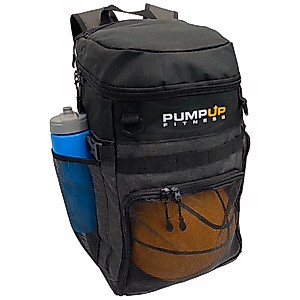 Pump Up Fitness Basketball Backpack With Ball Compartment - Large Basketball Bag For Adult Men And Women - Best For Soccer And Volleyball Athletes - Big Sports Bag For All Equipment and Accessories