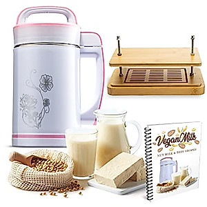 Soy Milk Maker Machine - 5 in 1 Vegan Nut Milk Maker - Nut Milk Machine Works As: Almond Milk Maker, Oat Milk Maker, Soymilk Machine, & Soup Maker Machine. Includes Tofu Making Kit w/ Tofu Press & Recipe eBook for Nut Milk & Tofu