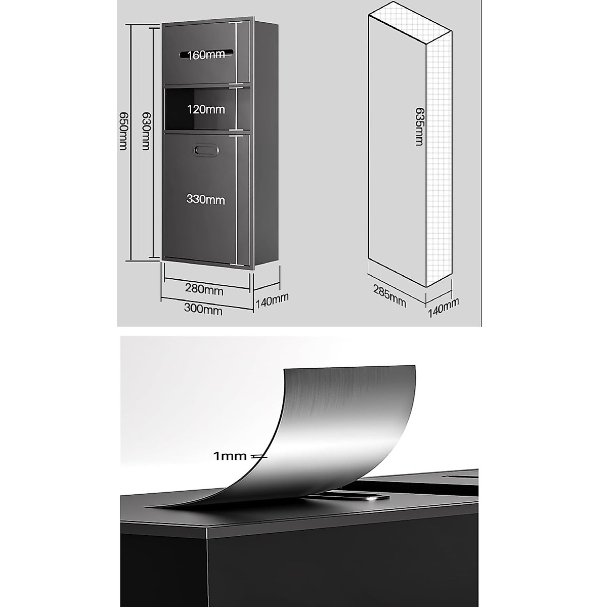 YUZDNM Recessed Shelf Organizer Shower Niche - Stainless Steel Shower Nich, Garbage Can Built-in Alcove, Stainless Steel Bathroom Niche, for Kitchen Living Room Bedroom Storage Rack(Grey,30x14x65cm)