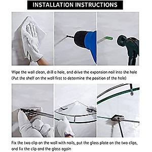 WAKLOND Bathroom Shelves, 2-Tier Glass Corner Shelf Wall Mounted,Corner Shower Shelf Tempered Glass Shelf for Storing Seasoning Bottle/Brush/Shower Gel/Soap/Shampoo (Silver) (Sliver-2)