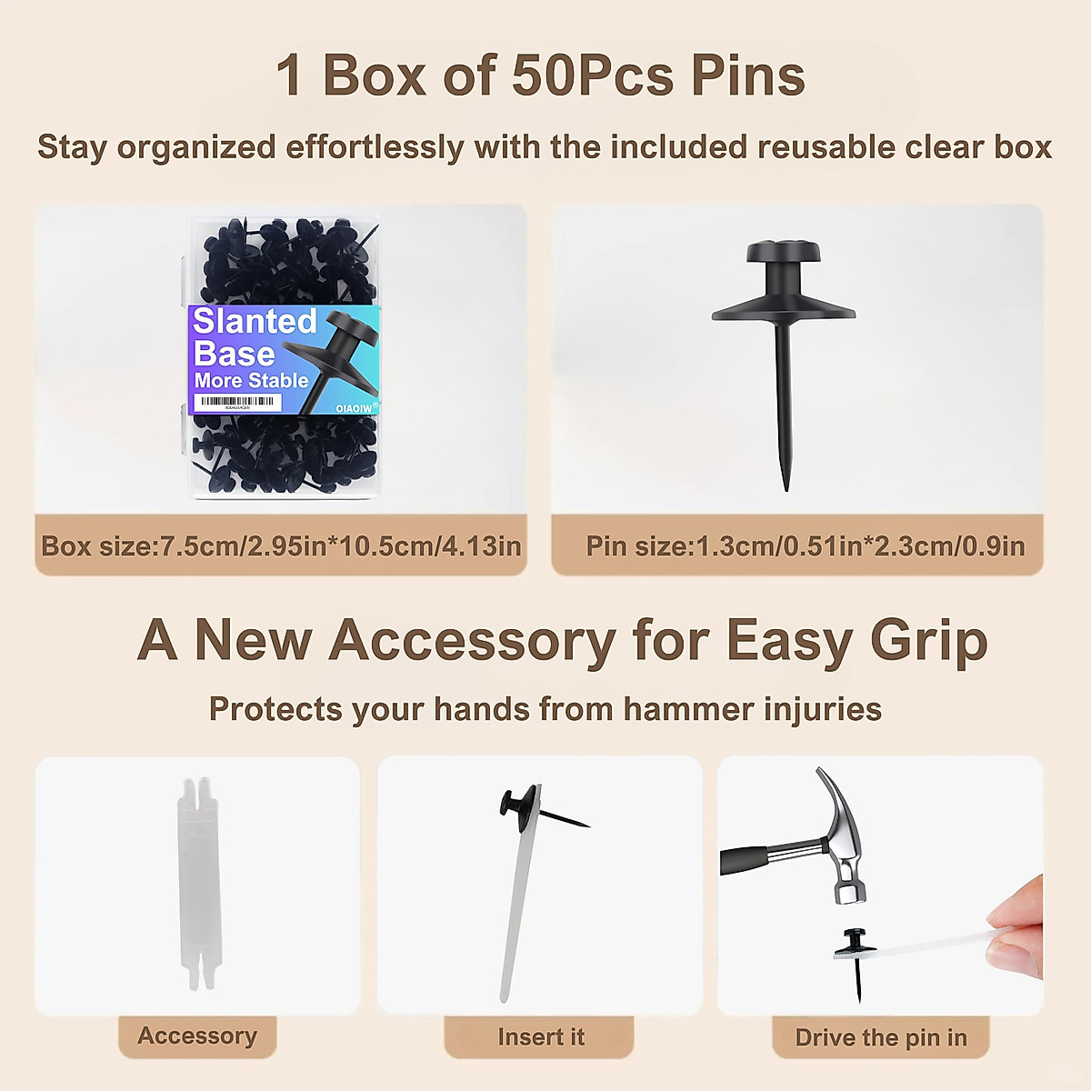 50pcs Black Thumb Tacks for Wall Picture Hangers Heavy Duty Push pins for Wall Double Headed thumbtacks for Hanging Metal Wall Tacks Wall pins Nails Hooks