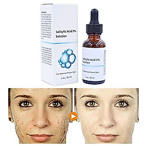 Luxsea Salicylic Acid 2% Solution Face Serum Shrink Pores Hyaluronic Acid Serum Gentle Exfoliating for Smoother & Clearer Skin, Treats Rosacea, Blackheads, Clogged Pores, Dullness, Oily Acne Skin