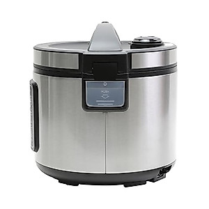 West Bend Rice & Grain Multi Cooker Programmable with 9 Preset Functions, Features Delay Start and Keep Warm Functions and Steam Basket, 20 Cups Cooked, Stainless Steel