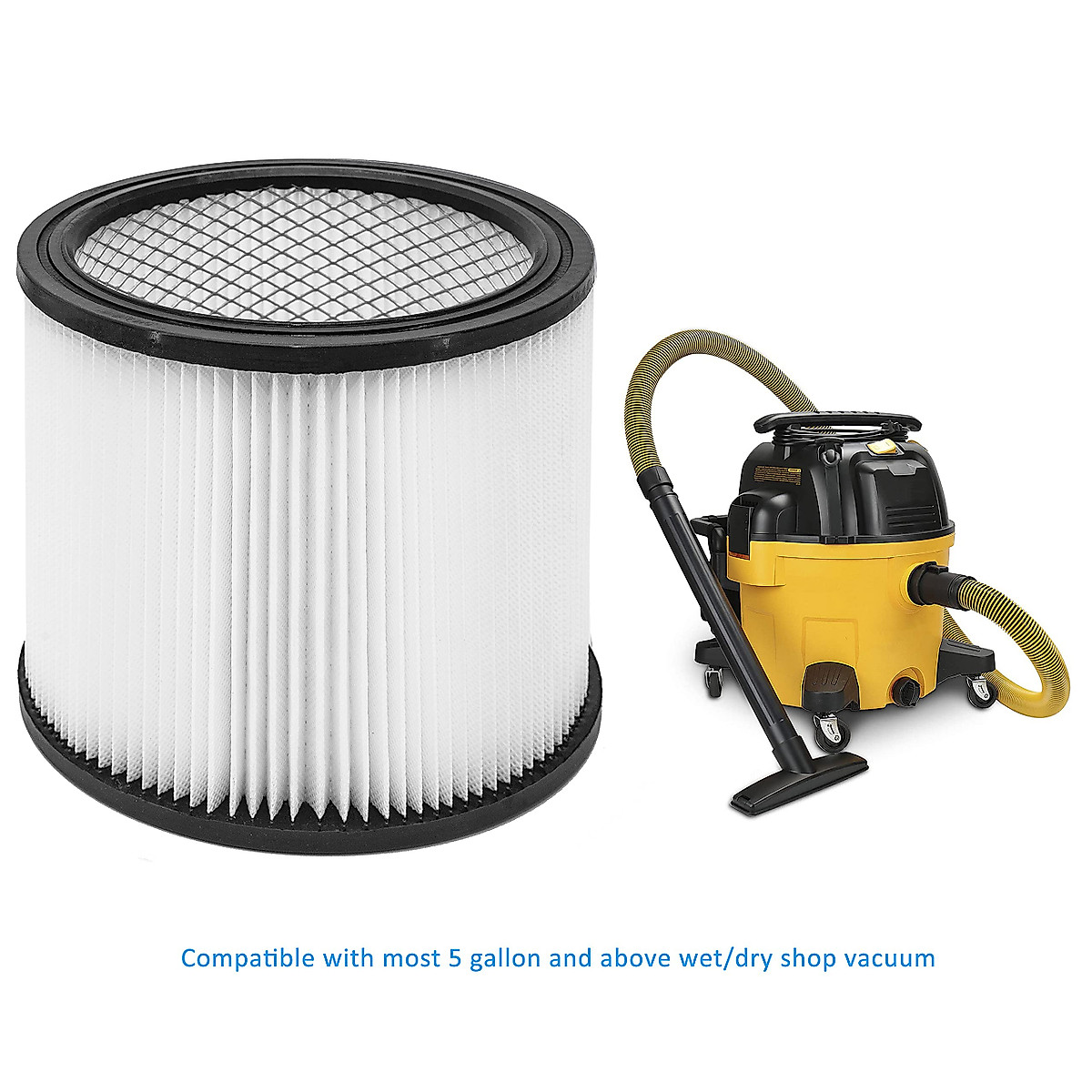 WOCASE 90304 True HEPA Cartridge Filter Replacement, Compatible with Shop-Vac 90304, 90350, 90333, 903-04-00, 9030400,90585, 5 Gallon Up Wet/Dry Vacuum Cleaners