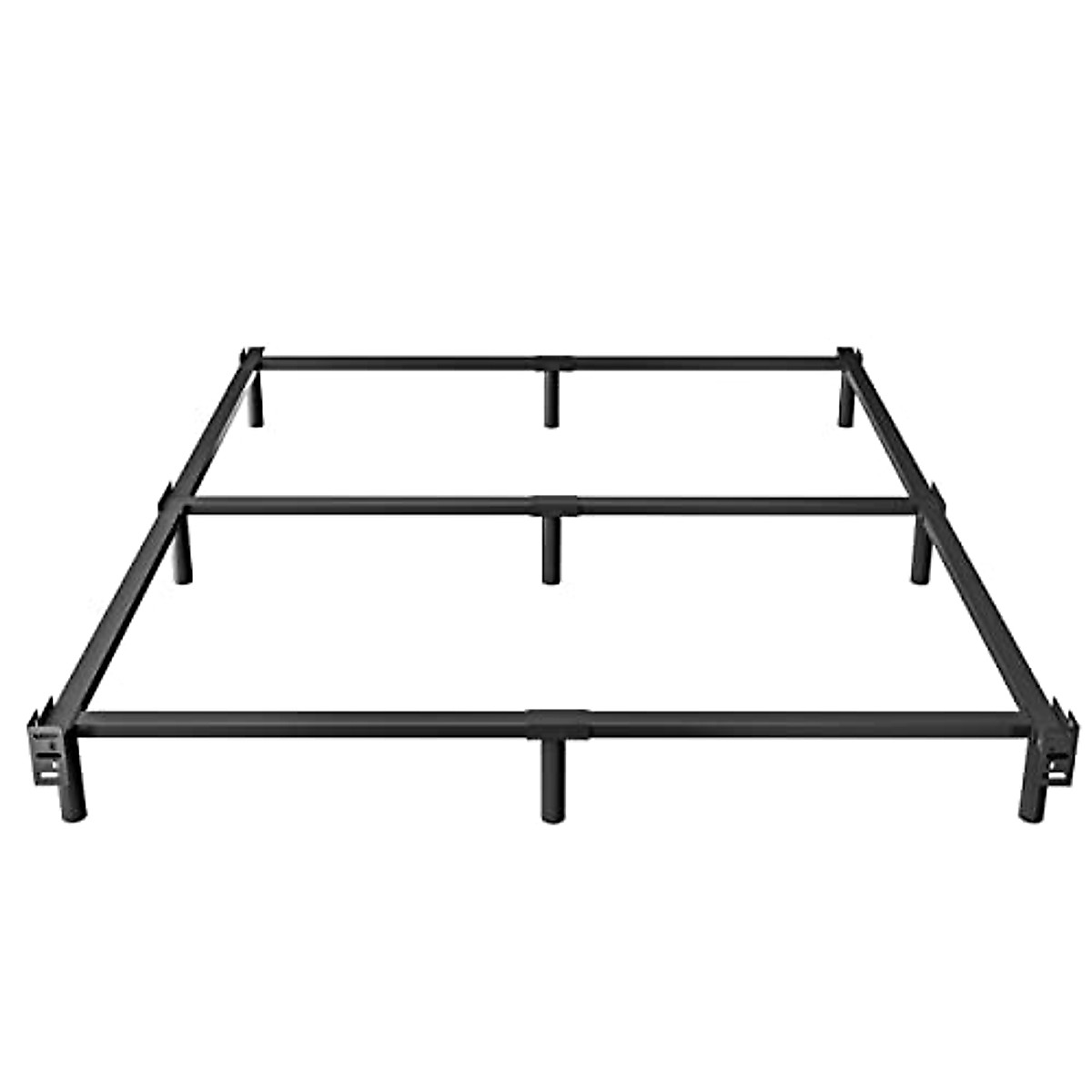 THEOCORATE Full Bed Frame, 7 Inch Metal Low Profile Bed, Box Spring Foundation, 9-Leg Support, Noise-Free, Easy Assembly, Black
