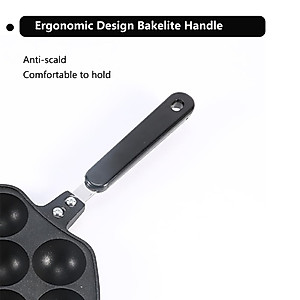 Takoyaki Pan 12-Hole, UNOSCHRIM Non-stick Aebleskiver Pan, Mini Pancake Mold with Brush and Two Forks, Aluminum Griddle Stuffed Pancake Maker for Making Octopus Balls, Puffs or Danish Stuffed Pancakes